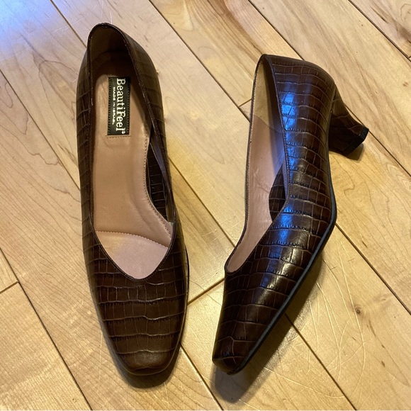 BeautiFeel | Shoes | Beautifeel Celine Brown Croc Leather Mid Height ...